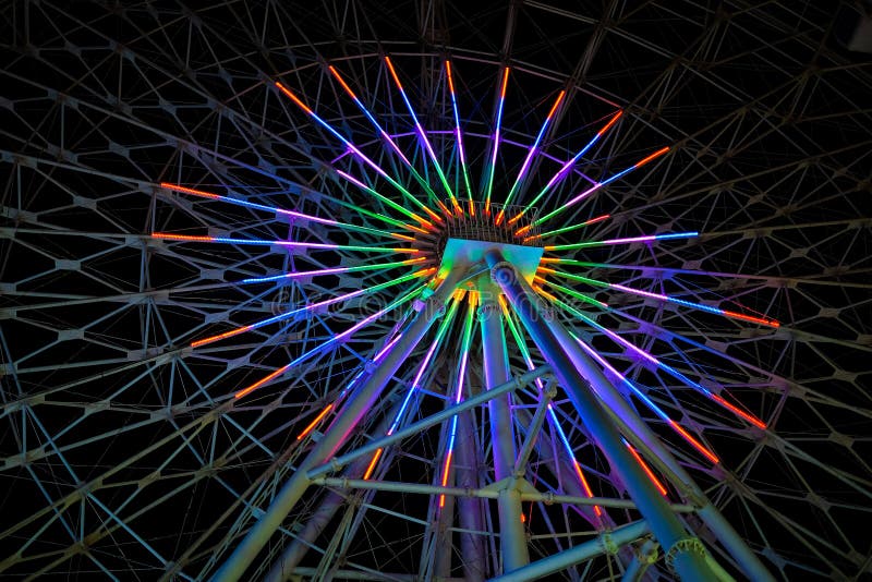 Colorful Ferris Wheel at Night. Stock Image - Image of background ...