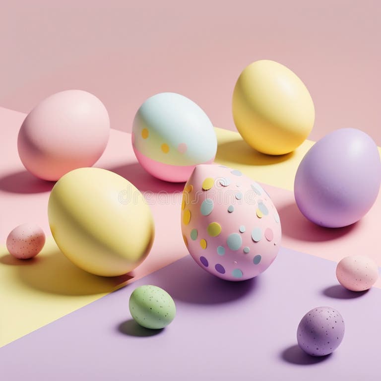 Colorful Festive Easter Eggs on a Pink Background. Generative AI, Generative Artificial ...