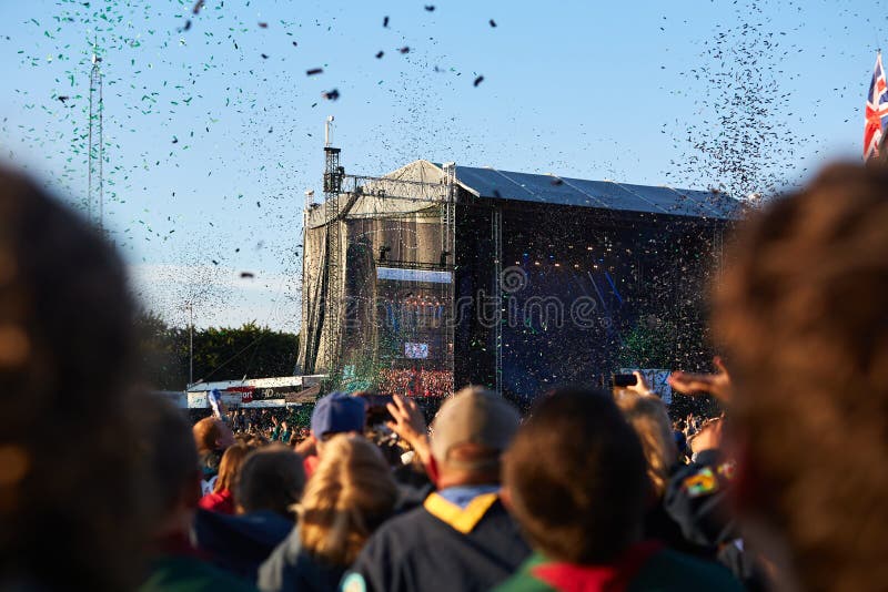 Colorful and Festive Festival Stage with Large Crowd Editorial Stock ...