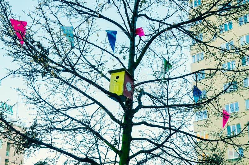 Festive flags in the tree stock photo. Image of colors - 77934656