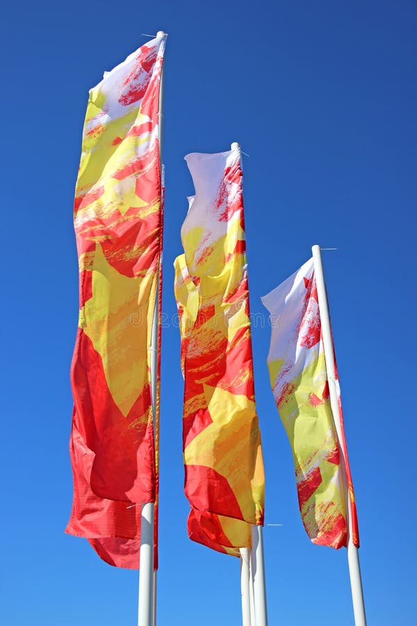 Colorful Festive Flags Waving in the Wind Stock Image - Image of ...