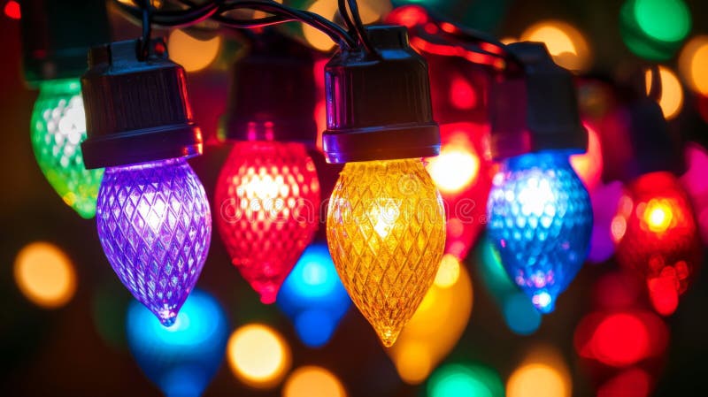 Colorful Festive String Lights Illuminate the Night Stock Illustration ...