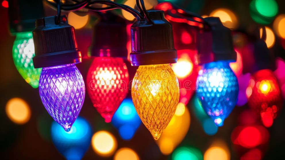Colorful Festive String Lights Illuminate the Night Stock Illustration ...