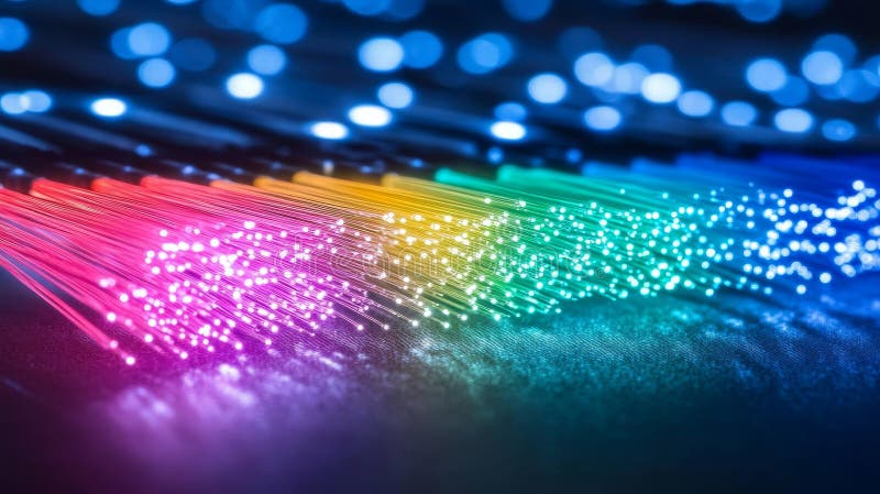 Colorful Fiber Optic Cables,Closeup, Technology Background,Internet ...