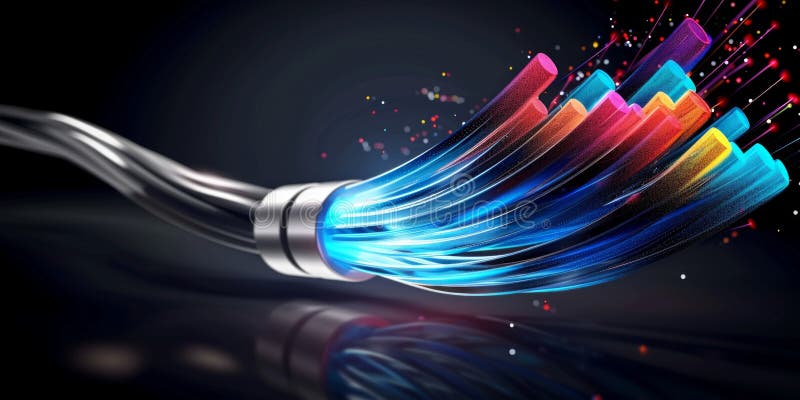 Colorful Fiber Optic Cables Displaying High-Speed Data Transmission ...