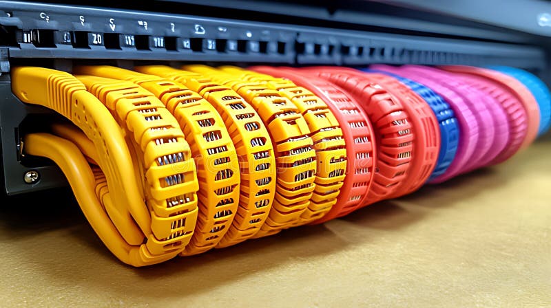 Colorful Fiber Optic Cables in Server Rack, Data Center, Network ...