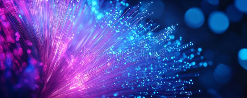 Colorful Fiber Optic Lights with Bokeh, Abstract Technology Concept ...