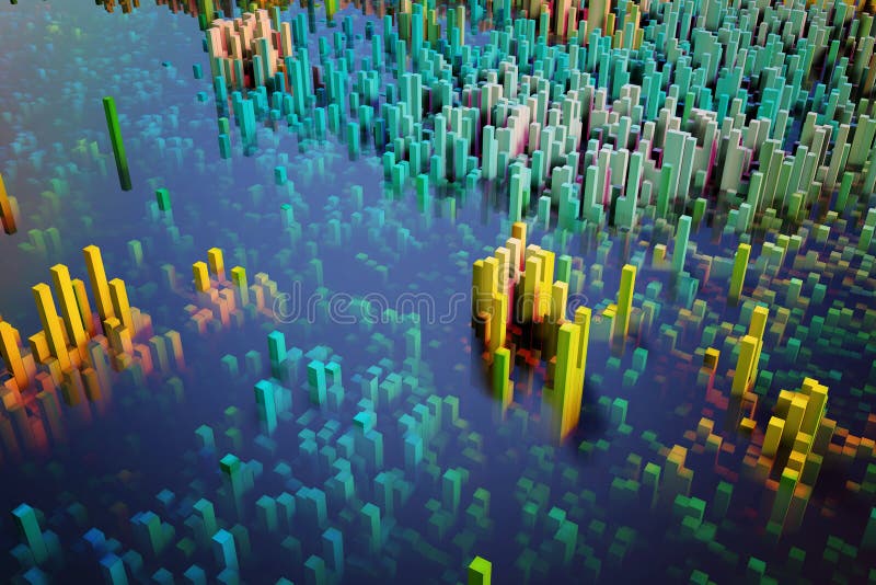 Colorful Field of Cube Columns that Make Up the Abstract Entity Stock ...