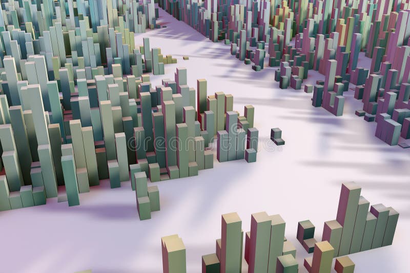 Colorful Field of Cube Columns that Make Up the Abstract Entity Stock ...