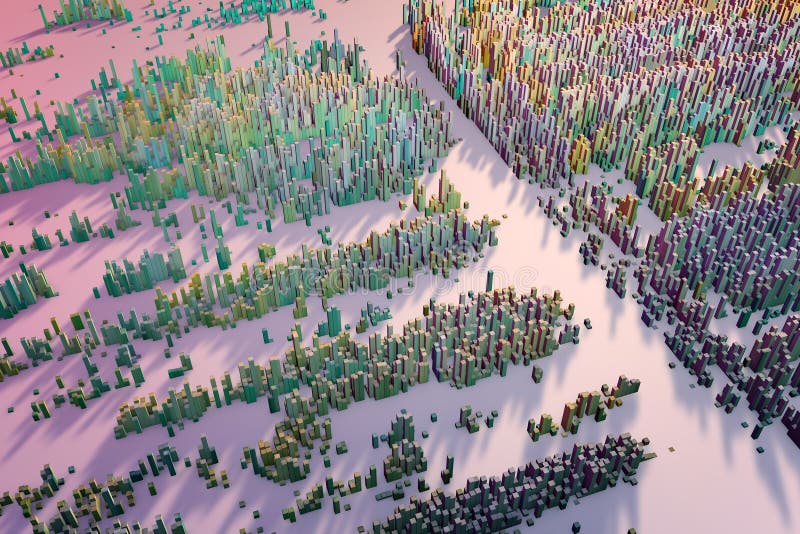 Colorful Field of Cube Columns that Make Up the Abstract Entity Stock ...