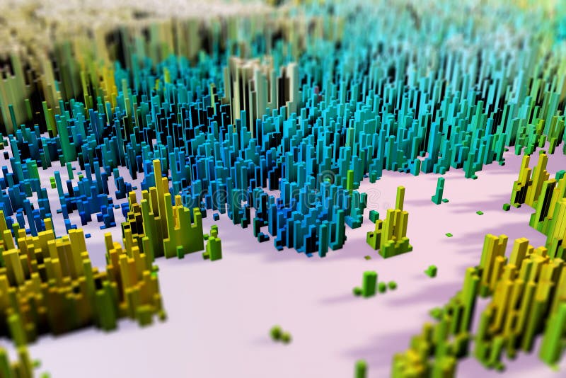 Colorful Field of Cube Columns that Make Up the Abstract Entity Stock ...