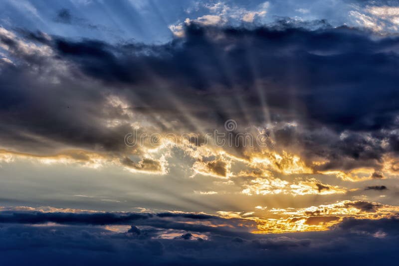 Colorful Fiery Evening Sky at Sunset in Spring Stock Image - Image of ...