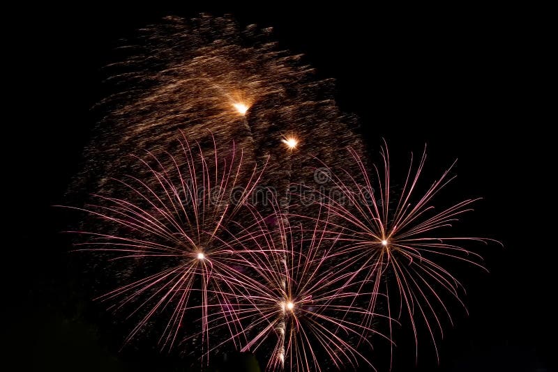 Festive Fireworks. Bright Beams of Exploding Pyrotechnics Against Black ...