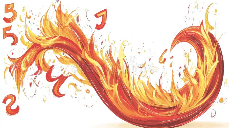 A Fiery Red Wave with Numbers 3, 4, 5, 6, 7, 8, 9, and 10 Stock ...