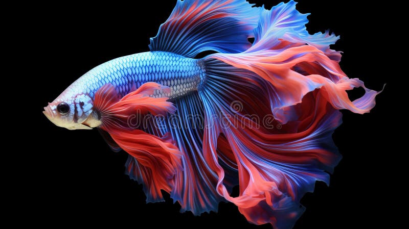 Colorful Fighting Siamese Fish with Beautiful Silk Tail Isolated on ...