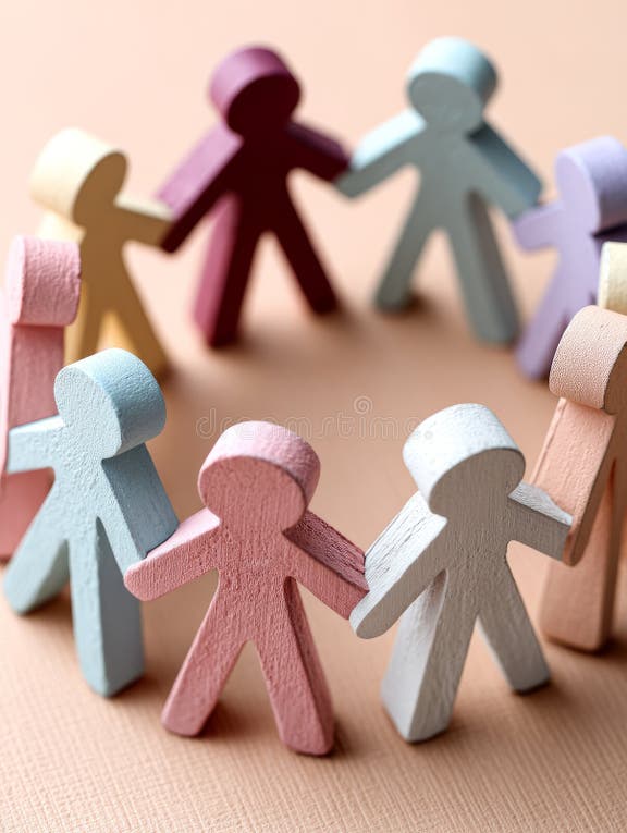 Colorful Figure Chain Symbolizing Unity and Teamwork. Stock Photo ...