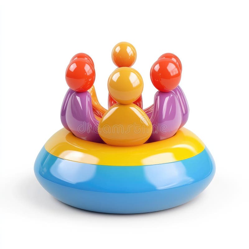 Colorful 3D Figures in a Circle Meeting on a Colorful Platform Stock ...