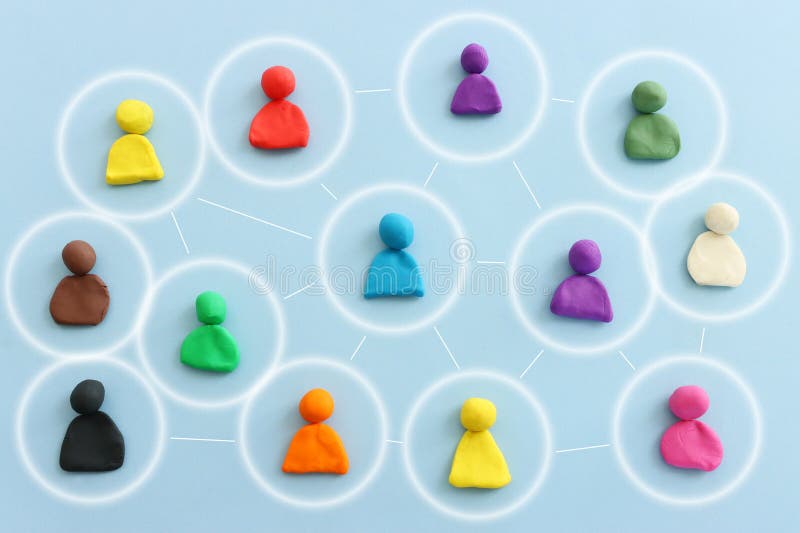 Colorful Figures Connected Over Blue Background, Concept of Human ...