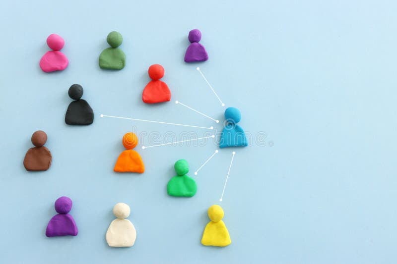 Colorful Figures Connected Over Blue Background, Concept of Human ...