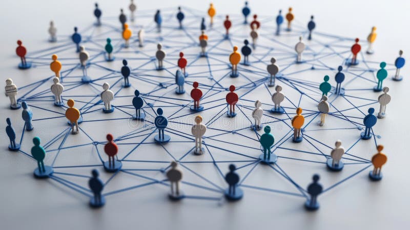 Colorful Network Connected People Illustrating Collaboration Stock ...