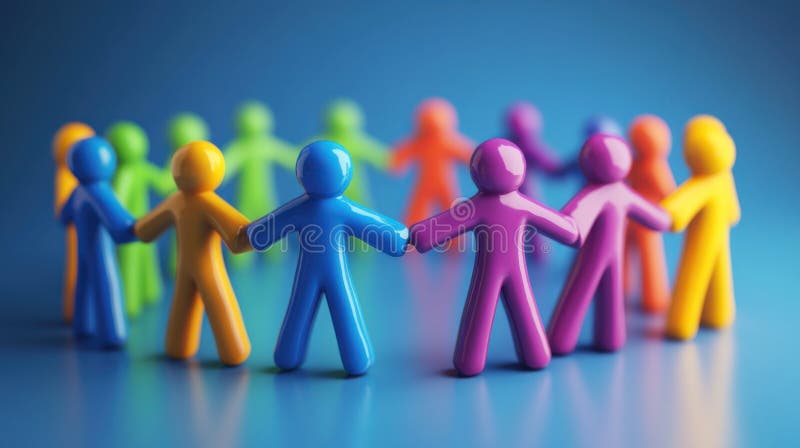 Colorful Figures Hold Hands in a Circle, Symbolizing Unity and ...