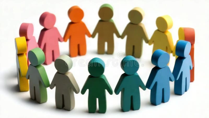 Colorful Figures Holding Hands in a Circle, Symbolizing Unity ...