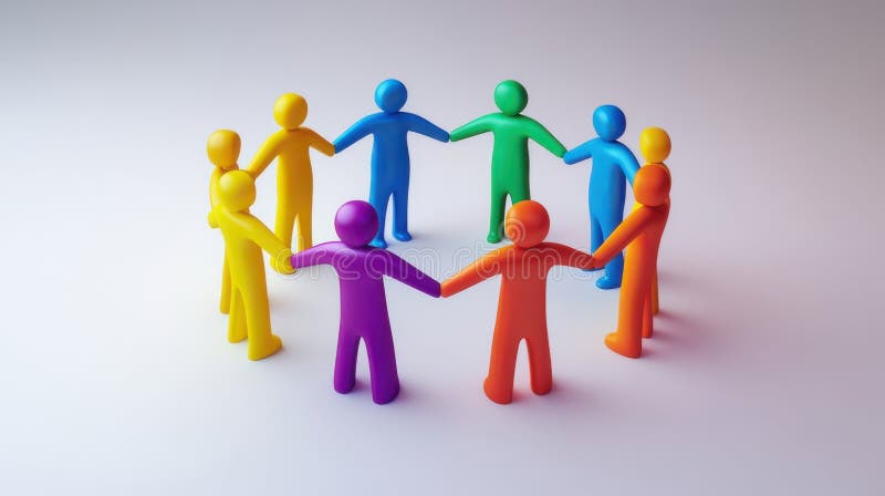 Colorful Figures Holding Hands in a Circle To Symbolize Unity and ...