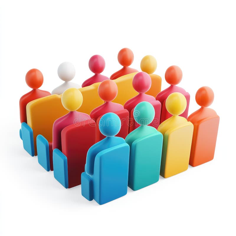 Colorful Figures Seated in Rows, Representing an Audience Stock ...