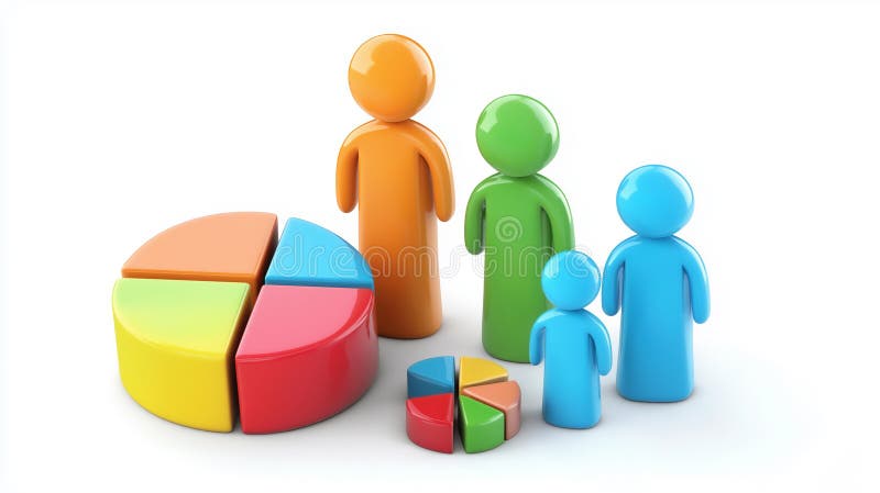 Colorful Figures Stand Around a Pie Chart, Symbolizing Teamwork and ...