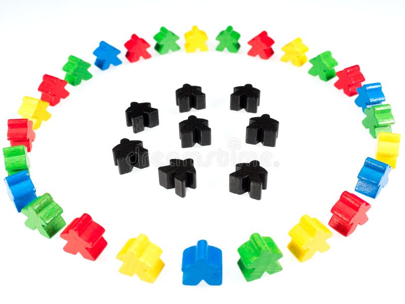 Colorful Figures Surround Black Figures Stock Image - Image of figure ...