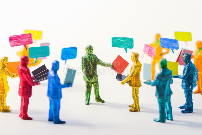 Colorful Figurines Representing Communication and Networking Stock ...