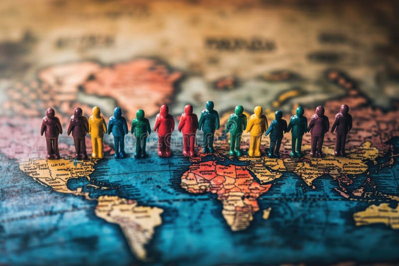 Colorful Figurines on World Map, Representing Diversity and Global ...