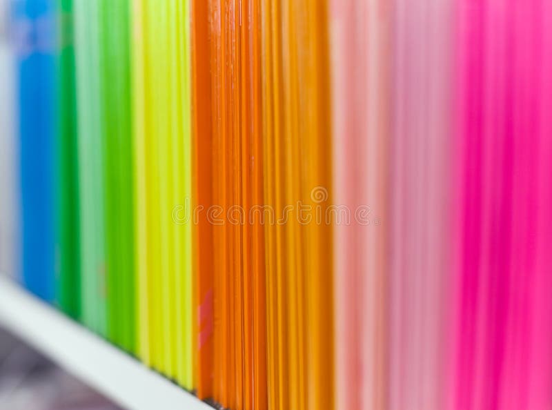 Colorful File Covers on the Bookshelf at Archive Stock Image - Image of ...