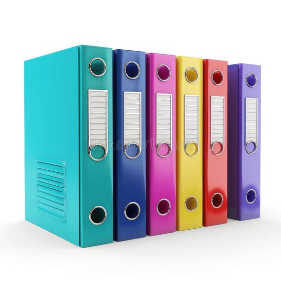 Colorful Office Ring Binders in a Row Stock Illustration - Illustration ...