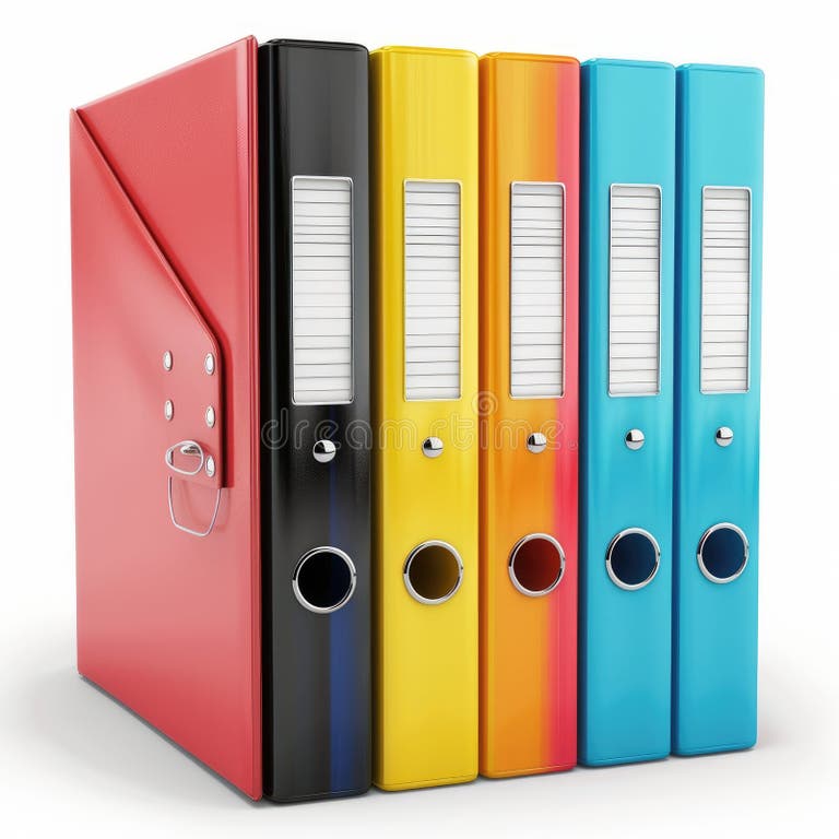 Colorful Office Ring Binders, Organized Documents Storage Stock ...