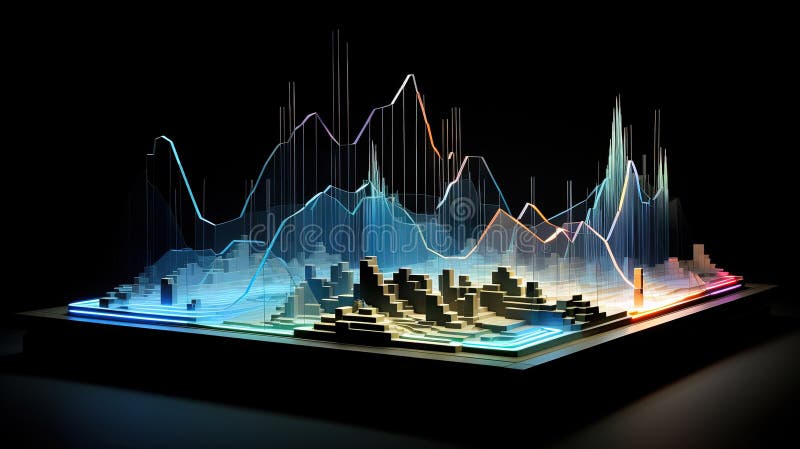 Colorful Finance Graph and Chart with Mountain Shaped Bars. Stock Photo ...