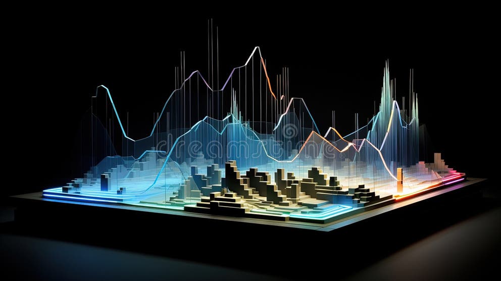 Colorful Finance Graph and Chart with Mountain Shaped Bars. Stock Photo ...