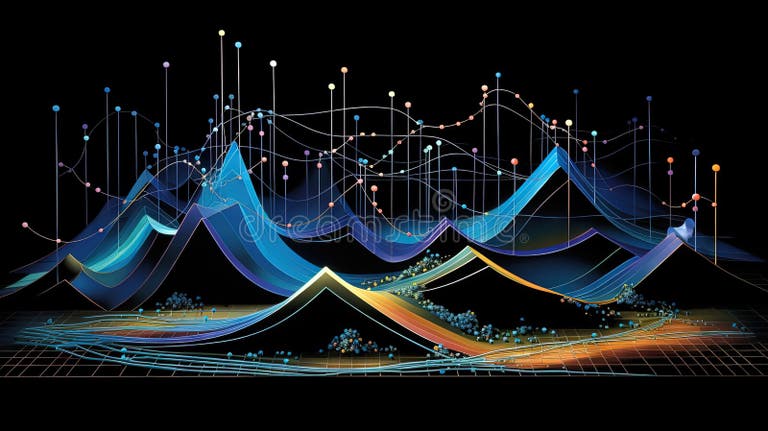 Colorful Finance Graph and Chart with Mountain Shaped Bars. Stock Image ...