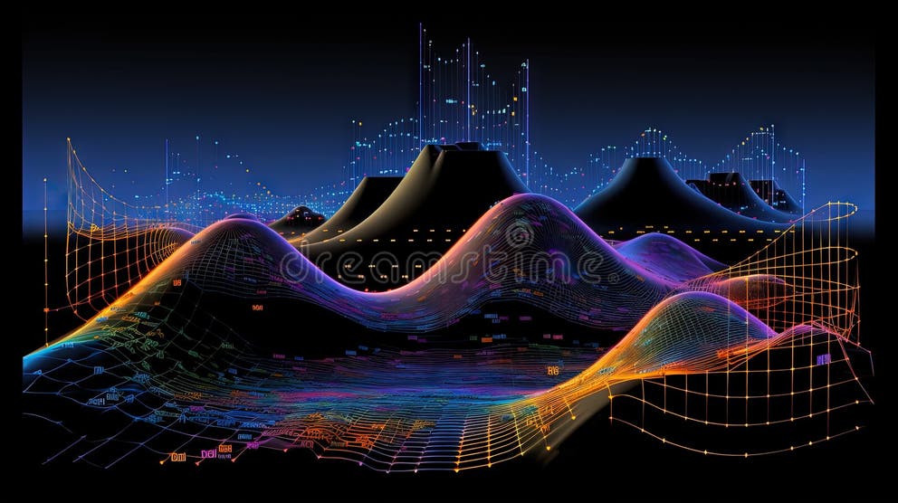 Colorful Finance Graph and Chart with Mountain Shaped Bars. Stock Image ...