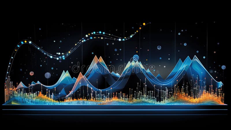 Colorful Finance Graph and Chart with Mountain Shaped Bars. Stock Photo ...