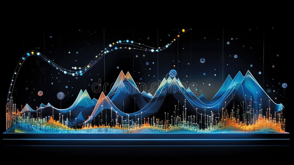 Colorful Finance Graph and Chart with Mountain Shaped Bars. Stock Photo ...