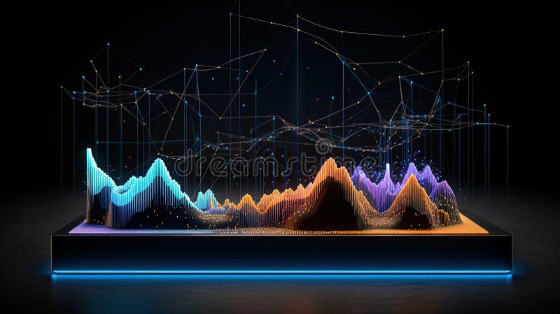 Colorful Finance Graph and Chart with Mountain Shaped Bars. Stock Photo ...
