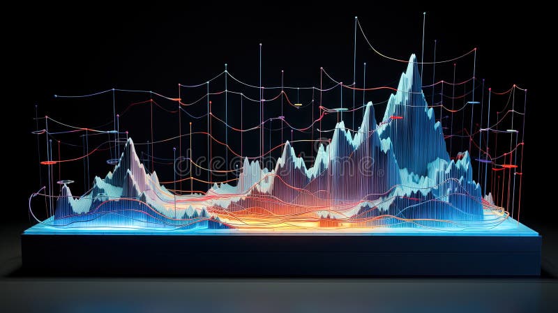 Colorful Finance Graph and Chart with Mountain Shaped Bars. Stock Photo ...