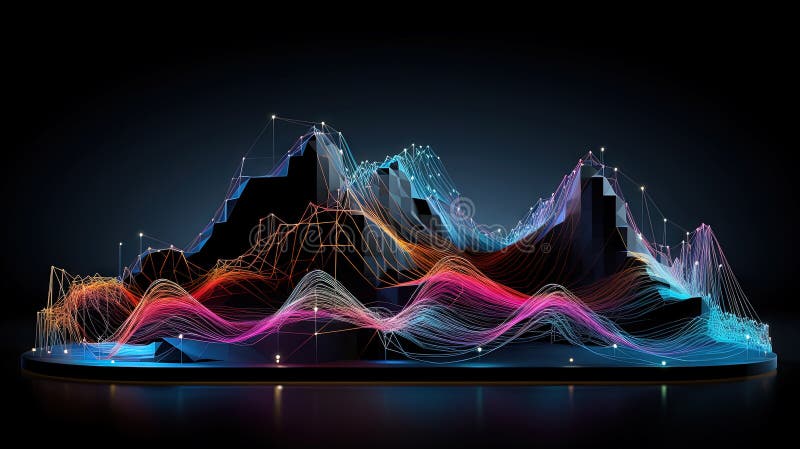 Colorful Finance Graph and Chart with Mountain Shaped Bars. Stock Photo ...