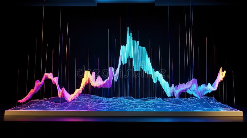 Colorful Finance Graph and Chart with Mountain Shaped Bars. Stock Photo ...