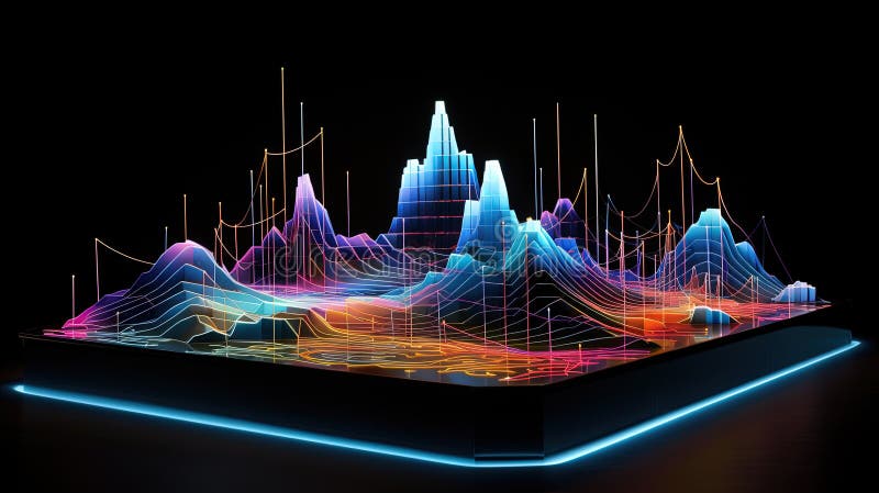 Colorful Finance Graph and Chart with Mountain Shaped Bars. Stock Photo ...