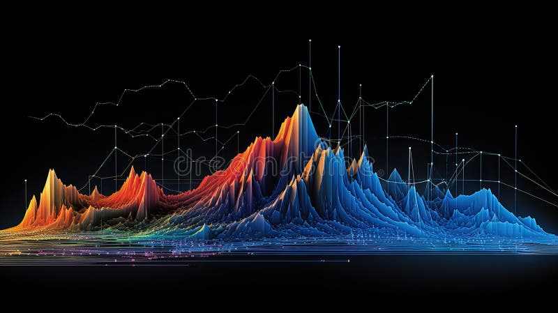 Colorful Finance Graph and Chart with Mountain Shaped Bars. Stock Photo ...