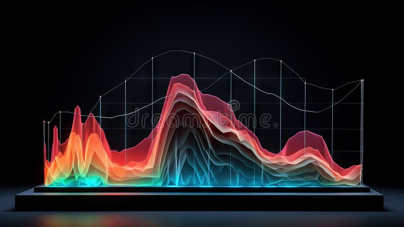 Colorful Finance Graph and Chart with Mountain Shaped Bars. Stock Image ...
