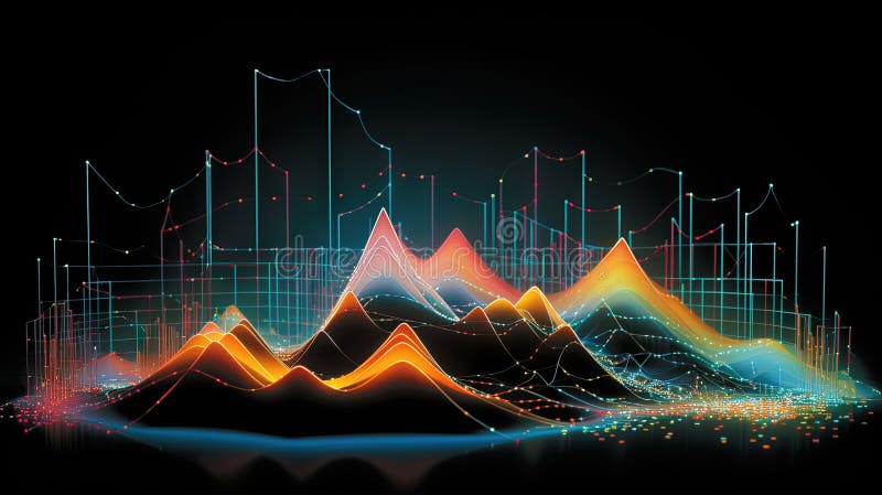 Colorful Finance Graph and Chart with Mountain Shaped Bars. Stock Photo ...
