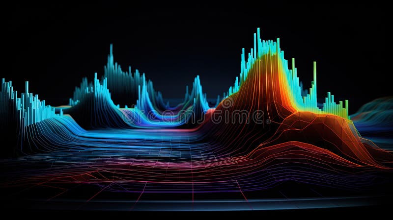Colorful Finance Graph and Chart with Mountain Shaped Bars. Stock Image ...